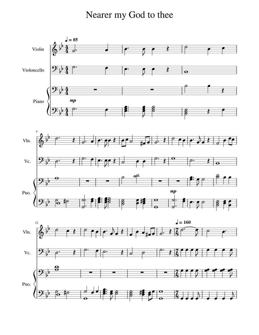 Nearer, my God, to Thee – Byu Vocal Point Sheet music for Piano, Violin ...