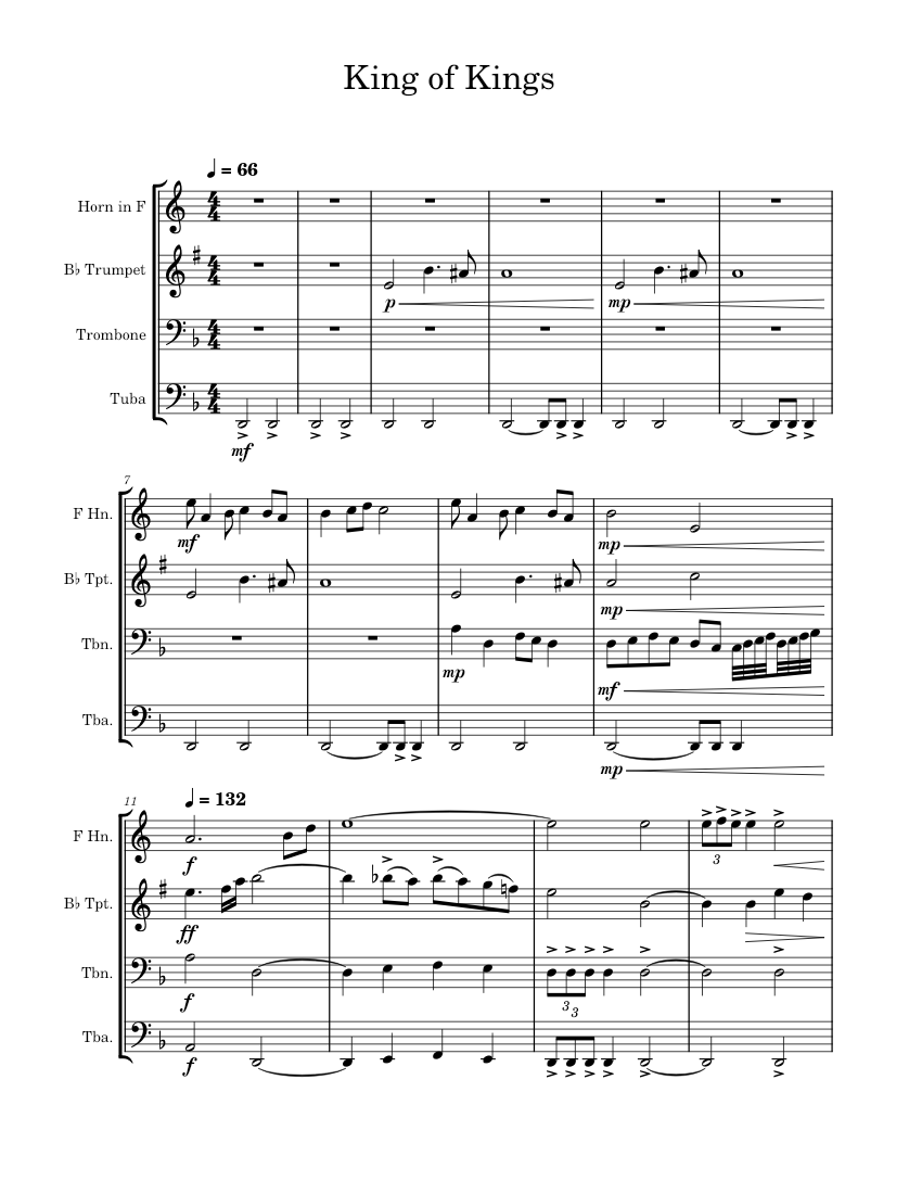 King of Kings Sheet music for Trombone, Tuba, Trumpet in b-flat, French ...