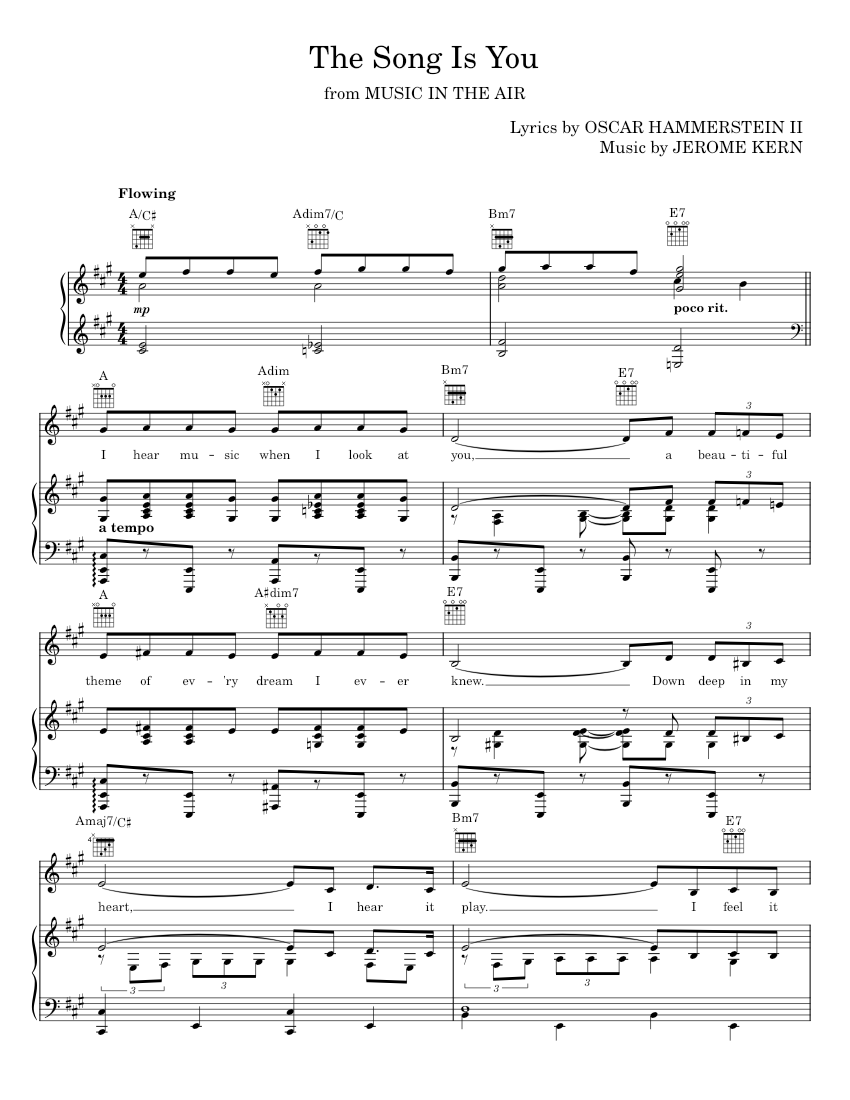 The Song Is You - OSCAR HAMMERSTEIN II Sheet music for Piano ...