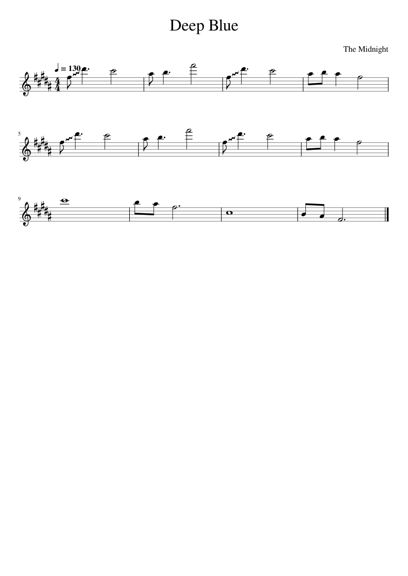 Deep Blue - The Midnight Sheet Music for Saxophone alto (Solo ...