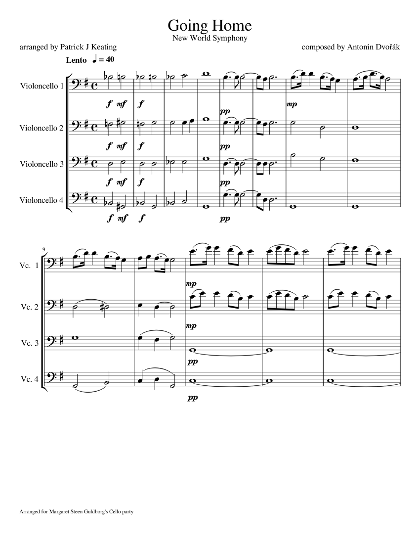 Going home from the new world – Antonín Dvořák Going Home New World Symphony Sheet Music for ...