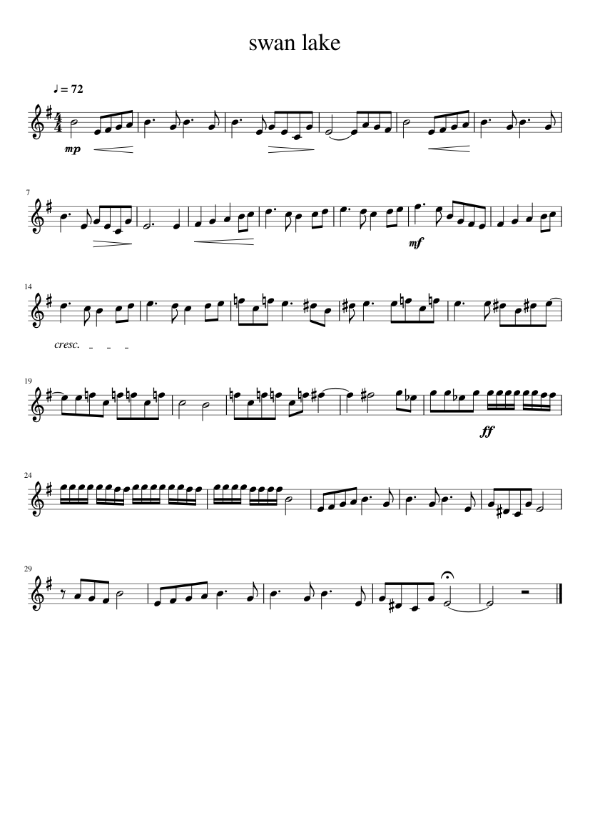 Swan lake Sheet Music for Violin (Solo) | MuseScore.com