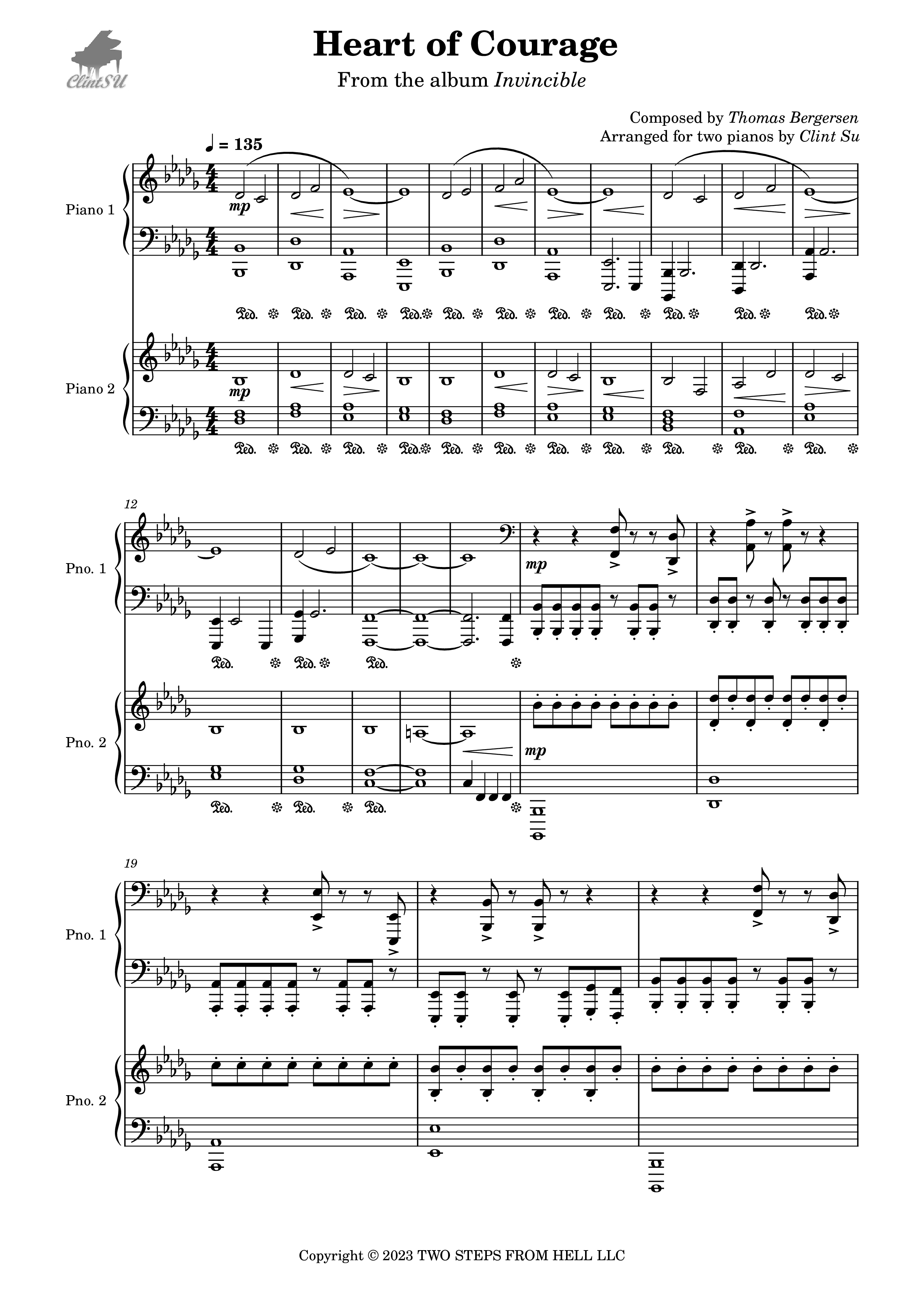 Play Official version of Heart of courage Sheet Music by Two Steps From ...