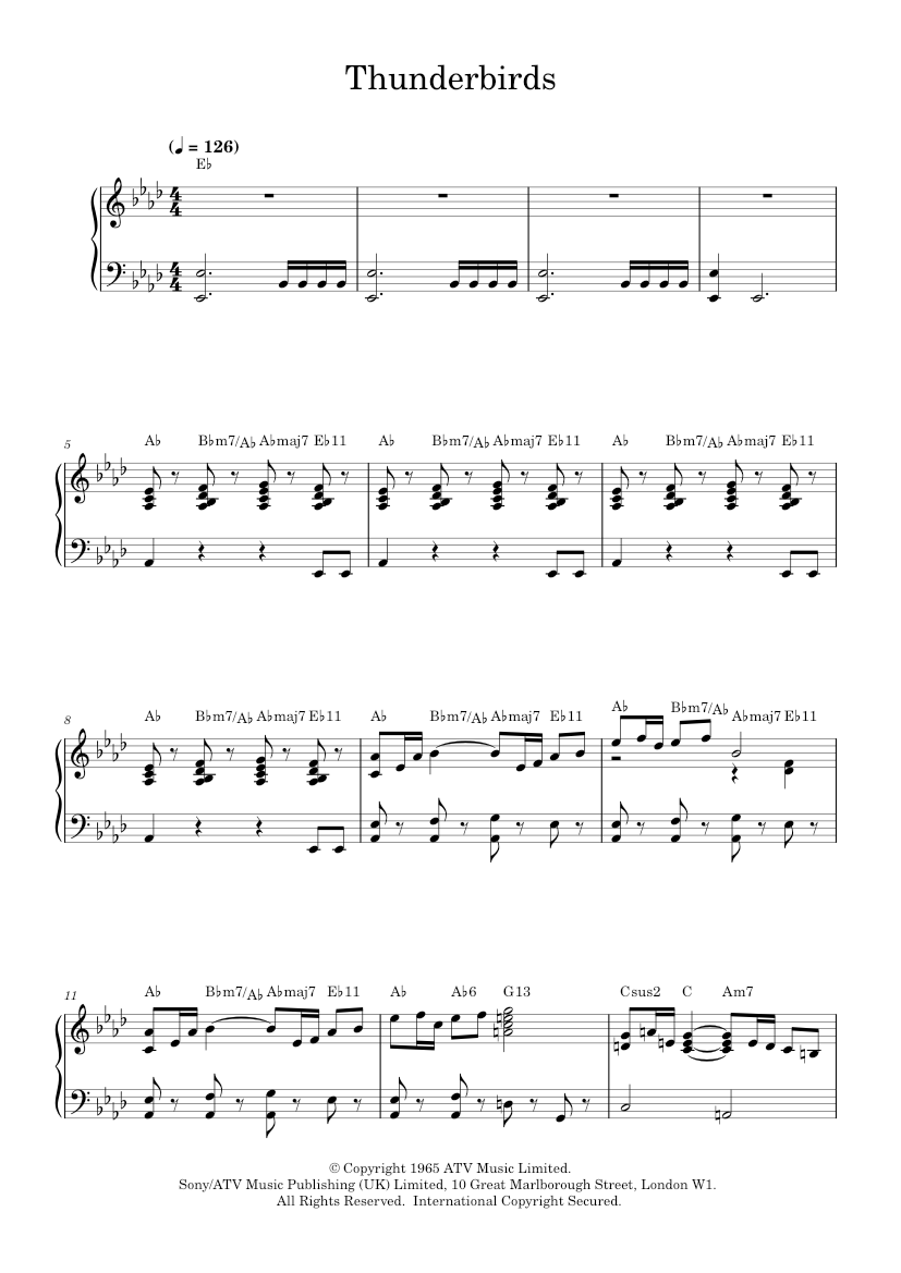 Play Official version of Thunderbirds sheet music by Barry Gray for ...