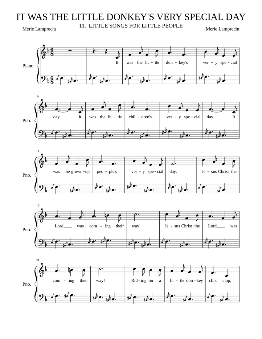 IT WAS THE LITTLE DONKEY S VERY SPECIAL DAY REV Sheet music for Piano ...