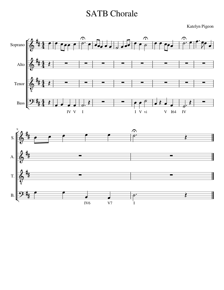 SATB_Chorale Sheet music for Soprano, Alto, Tenor, Bass voice (Choral ...