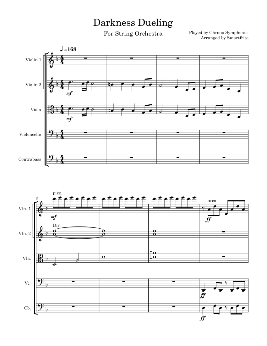Darkness Dueling – Chrono Symphonic Darkness Dueling for String Orchestra (WIP) Sheet Music for ...