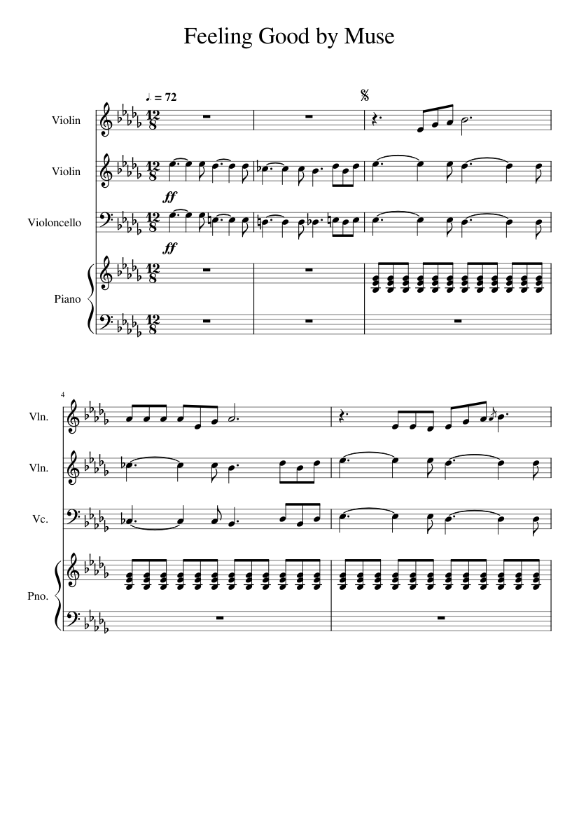Feeling Good by Muse Sheet music for Piano, Violin, Cello (Mixed ...