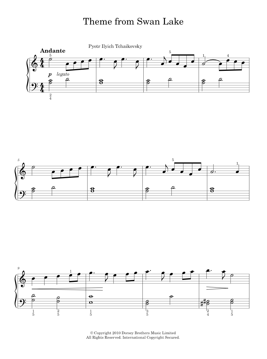 Play Official version of Theme From Swan Lake Sheet Music by Piotr ...