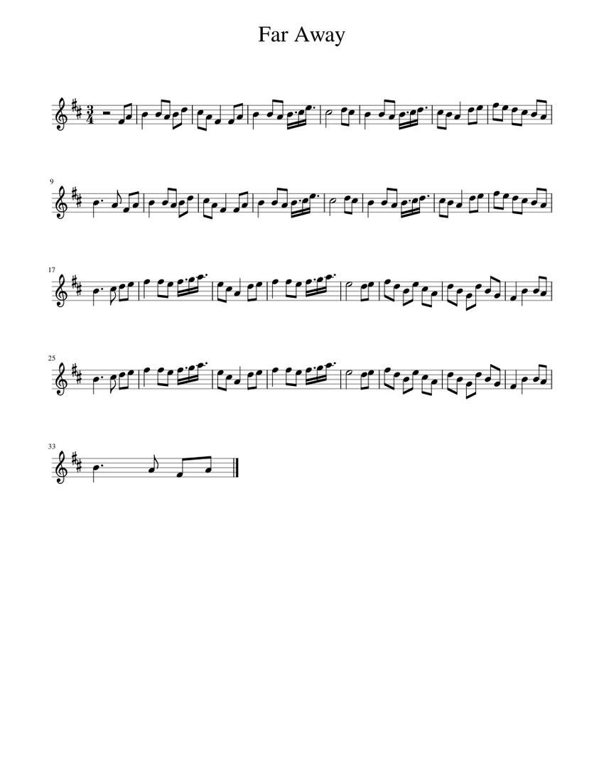 Far Away Sheet music for Piano (Solo) Easy | Musescore.com