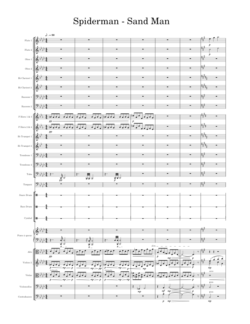 Spiderman - Sandman Sheet music for Piano, Trombone, Tuba, Flute & more ...