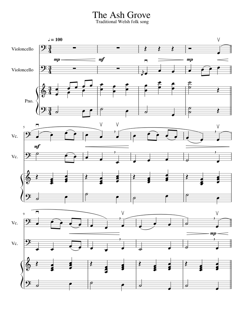 The_Ash_Grove_Welsh_folk_song_for_piano_cello_duet Sheet music for ...
