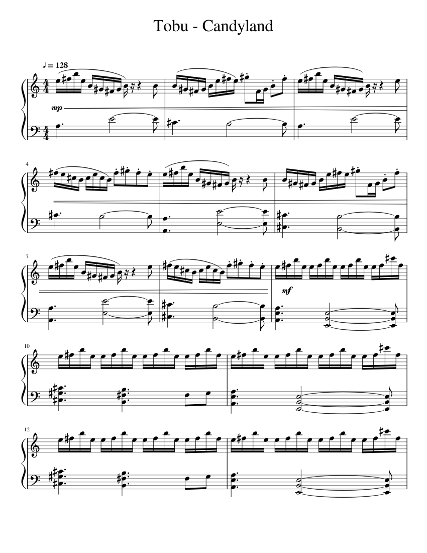 Tobu - Candyland (Piano Cover) Sheet music for Piano (Solo) | Musescore.com