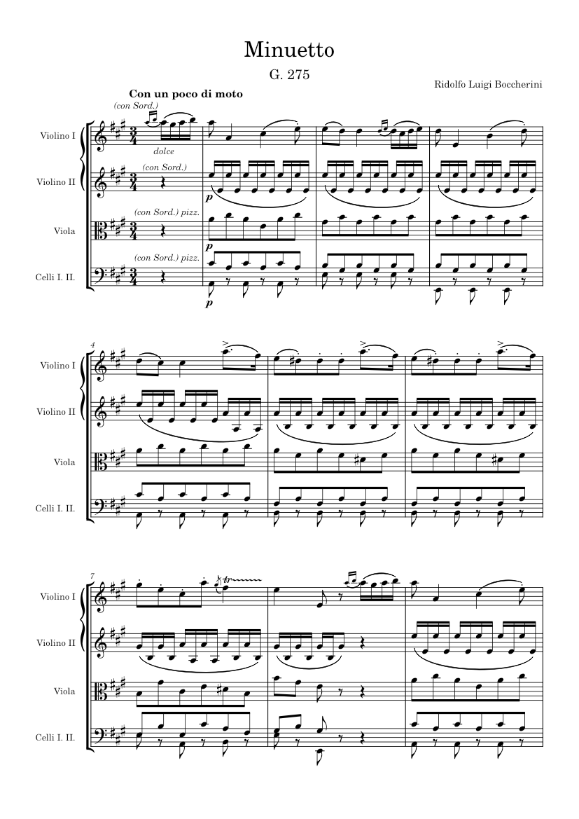 String Quintet in E, Op. 1, No. 5, G 275: III. Minuetto - Ridolfo Luigi Boccherini Sheet music ...