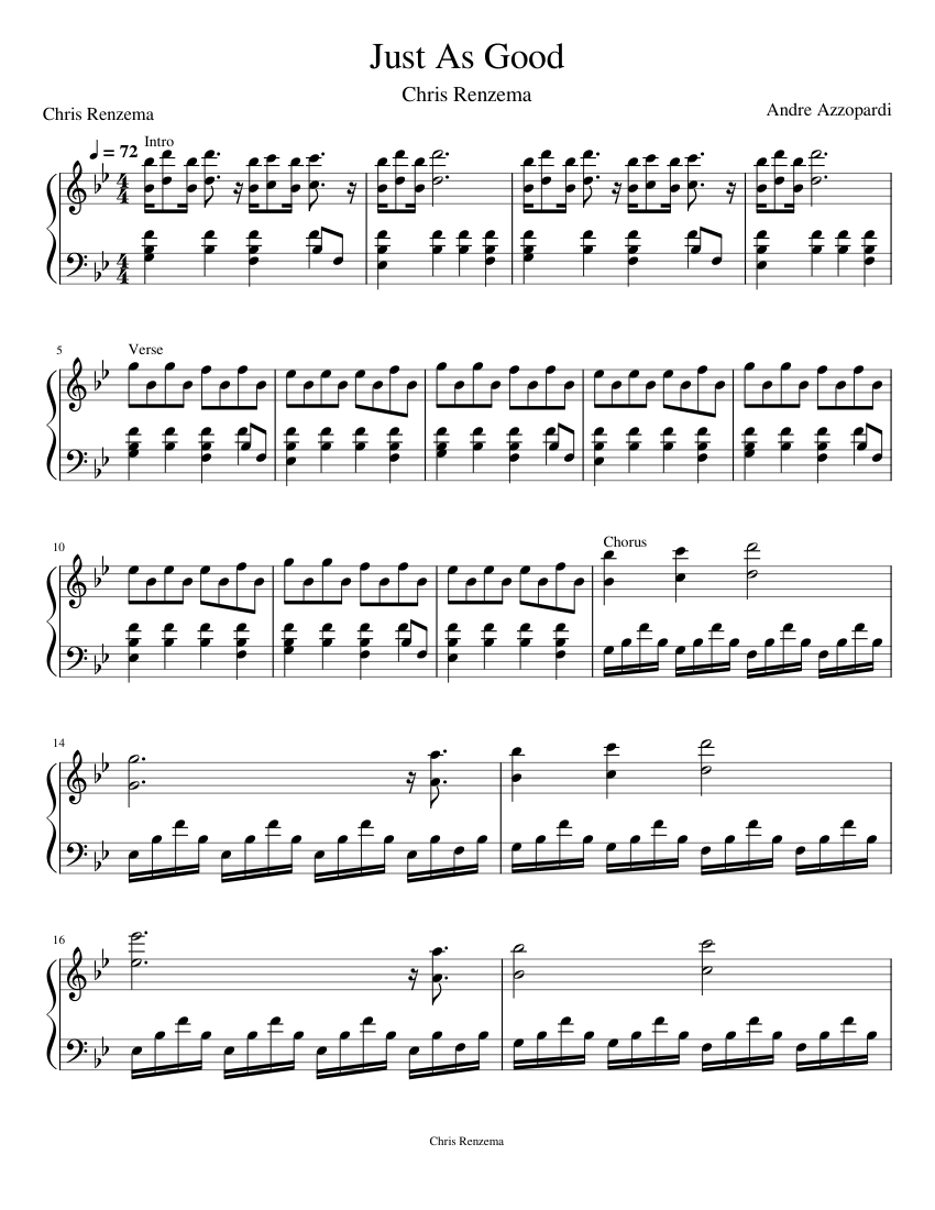 Just As Good - Chris Renzema Sheet Music for Piano (Solo) | MuseScore.com