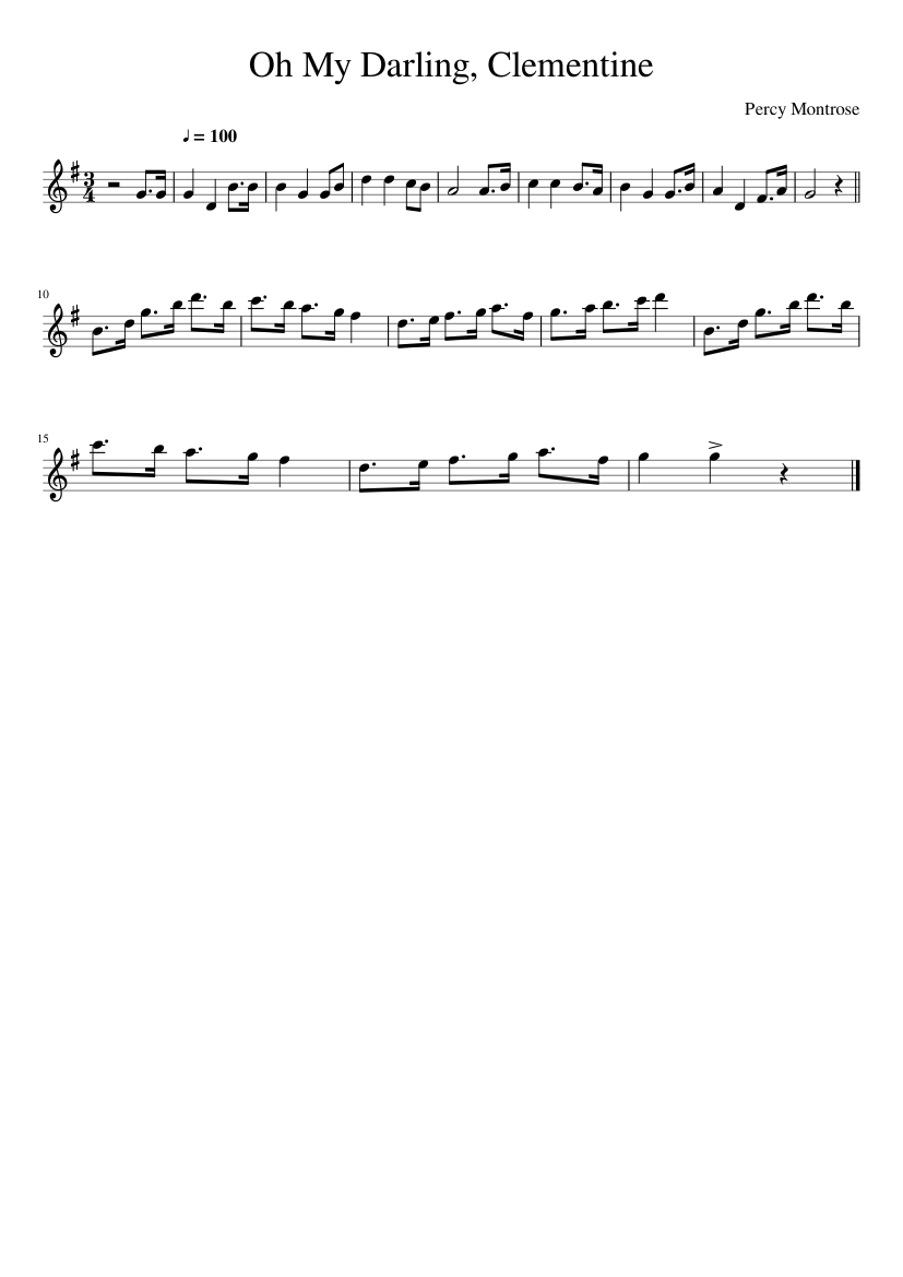 Oh My Darling Clementine Sheet music for Flute (Solo) | Musescore.com