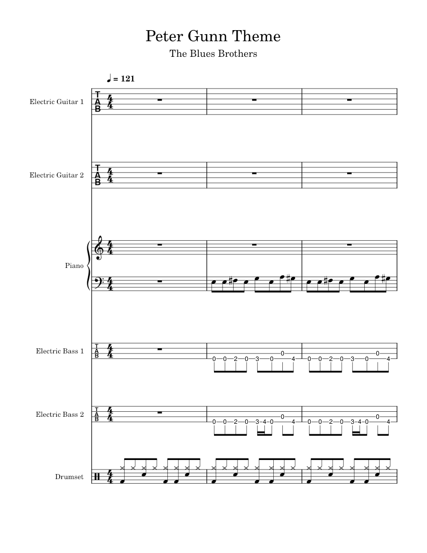 Peter gunn theme – The Blues Brothers Peter Gunn Theme Sheet Music for Piano, Guitar, Bass ...