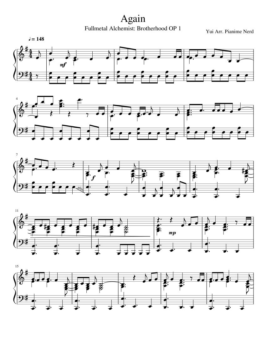Again Sheet music for Piano (Solo) | Musescore.com