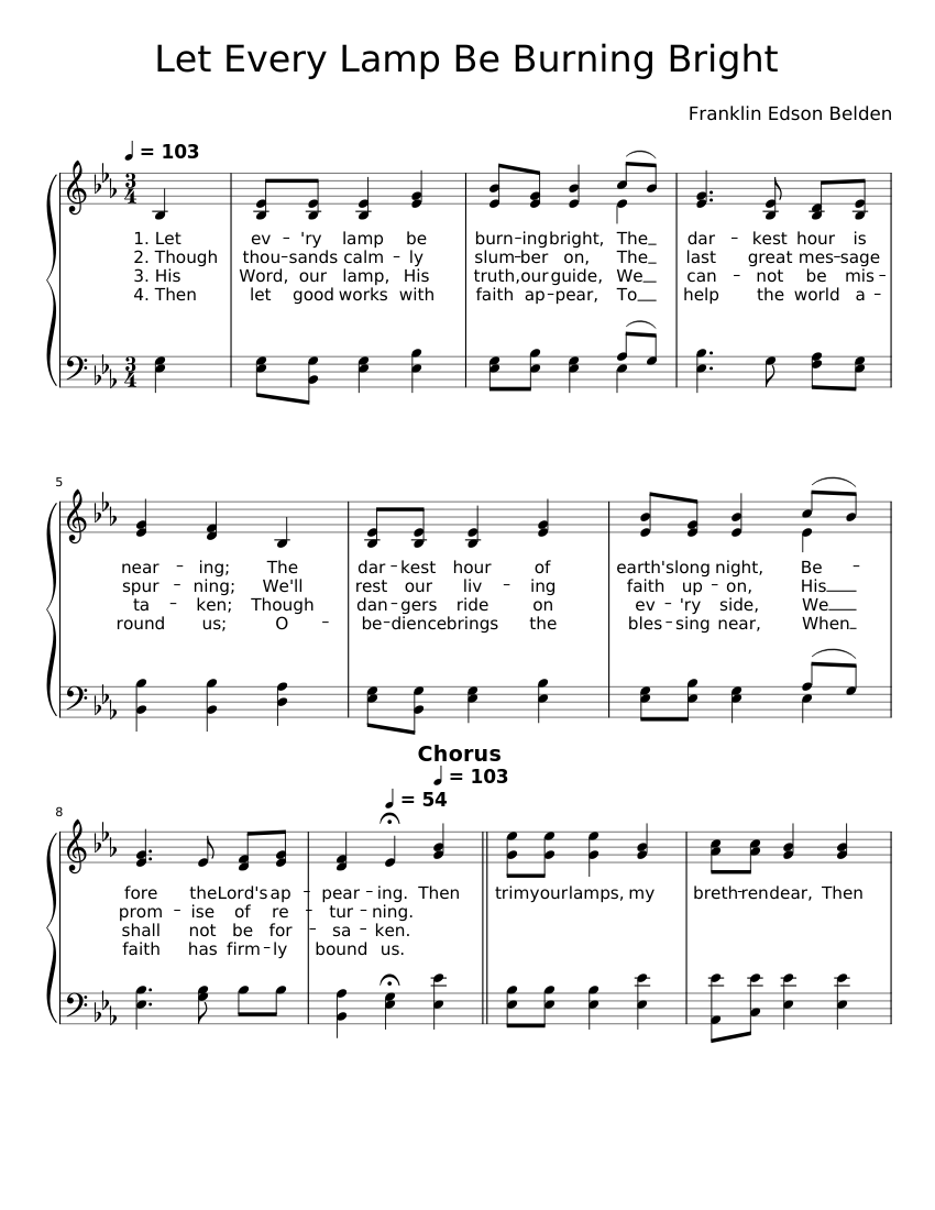 Let Every Lamp Be Burning Bright Sheet music for Piano (Solo) Easy ...