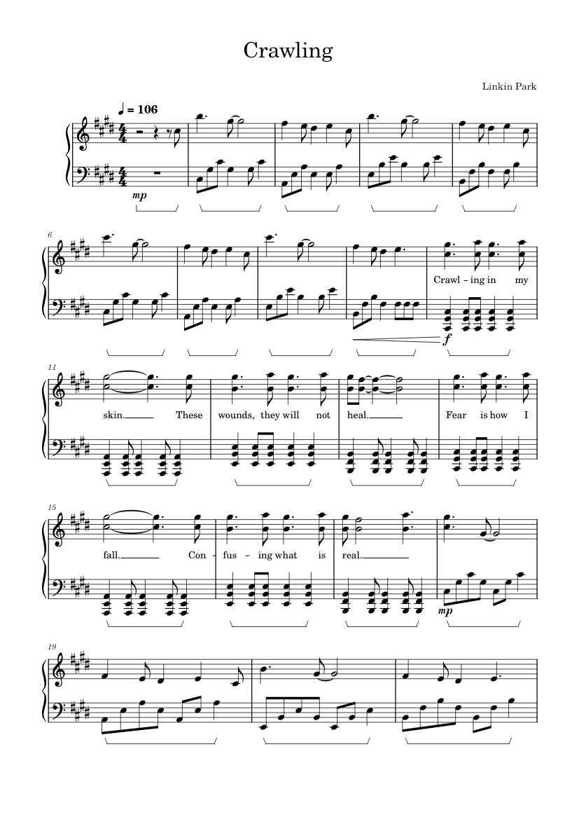Crawling - Linkin Park Sheet Music for Piano (Solo) | MuseScore.com