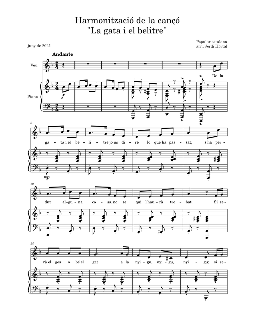 La gata i el belitre Sheet music for Piano, Clarinet in b-flat (Mixed ...
