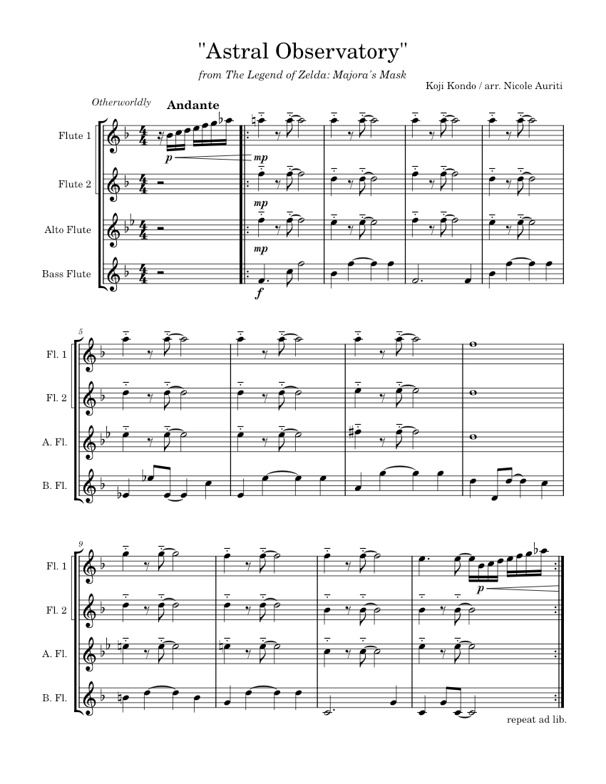 Astral Observatory (arr. for flute quartet) Sheet music for Flute ...