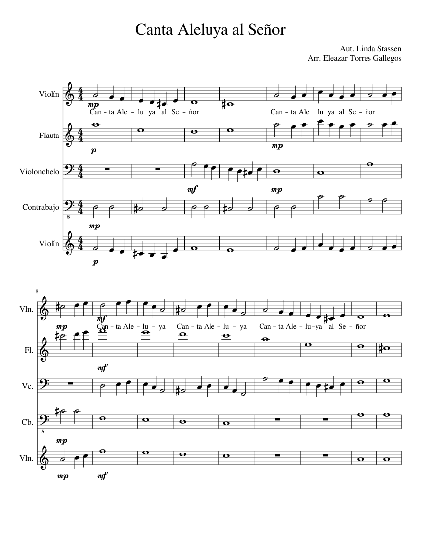 Canta Aleluya al Señor Sheet music for Tuba, Oboe (Mixed Duet ...