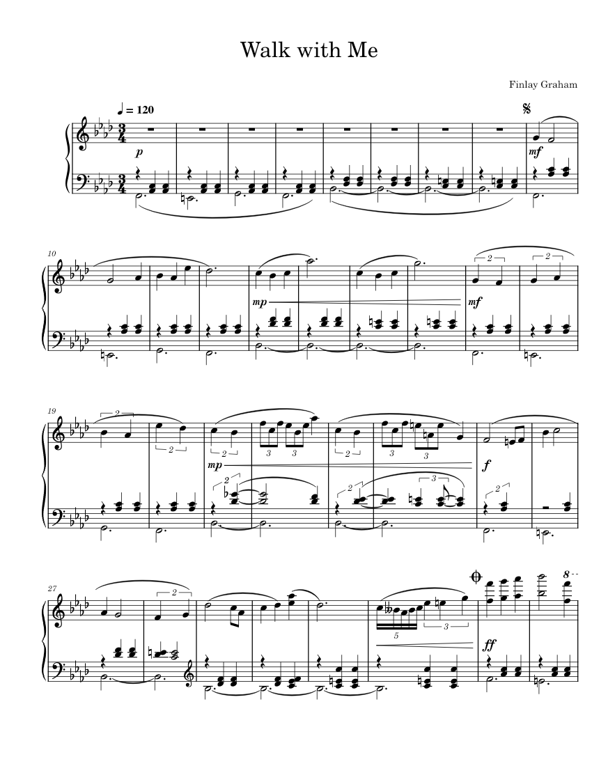 Walk with Me - Finlay Graham Sheet music for Piano (Solo) | Musescore.com