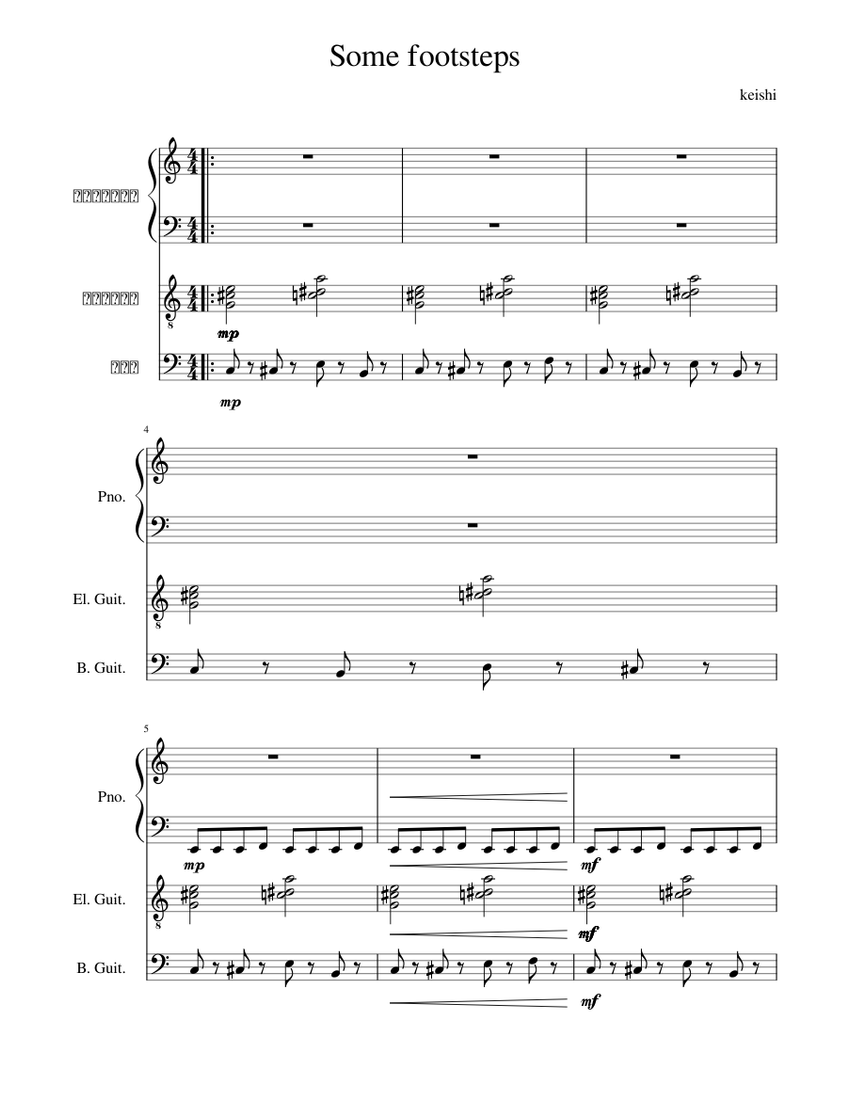 Some footsteps Sheet music for Piano, Guitar, Bass guitar (Mixed Trio ...
