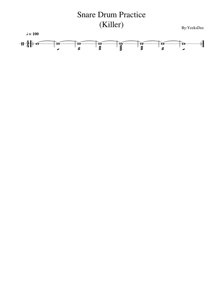 Snare Drum Practice (Killer) Sheet music for Snare Drum (Solo ...