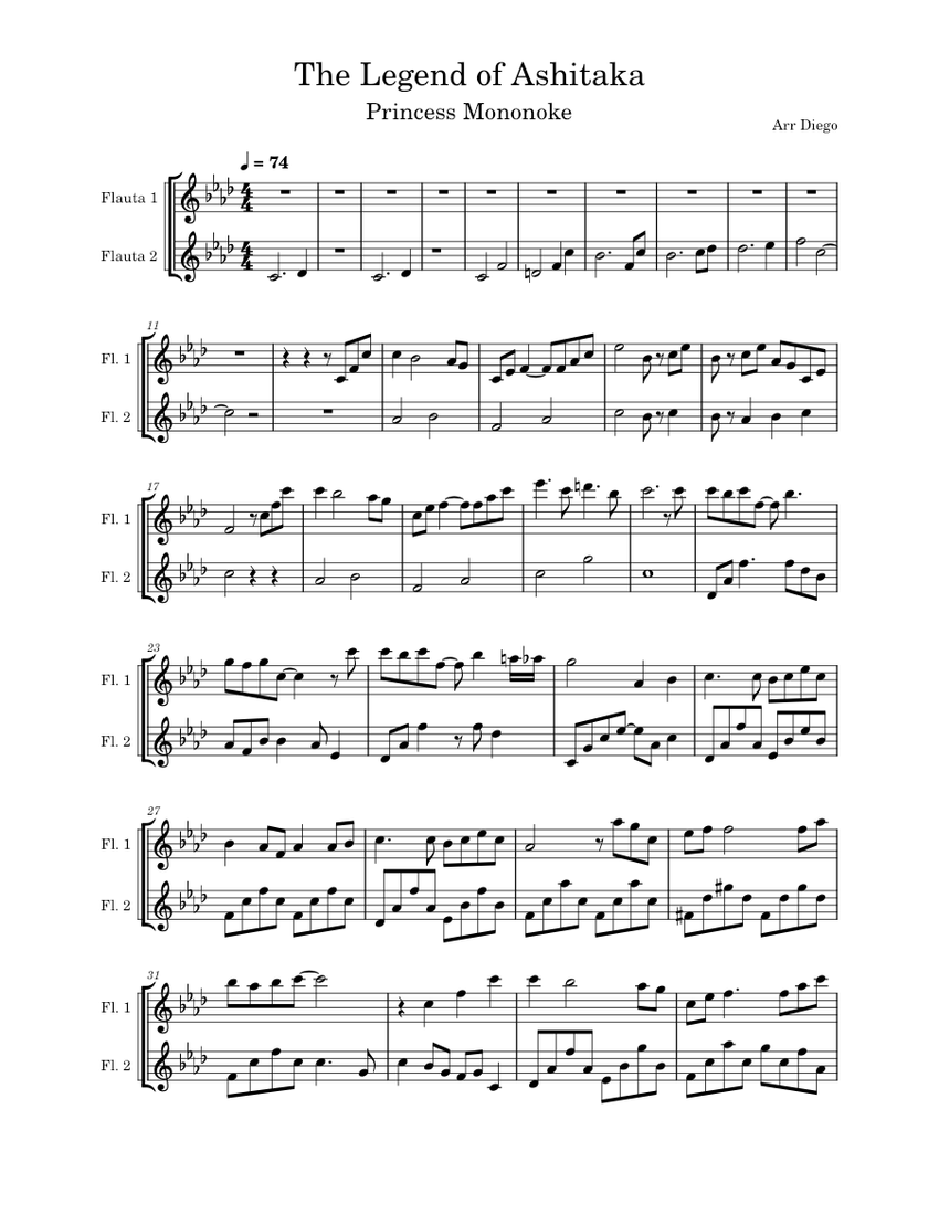 Princess Mononoke Suite - The Legend of Ashitaka – Joe Hisaishi The Legend of Ashitaka flute ...