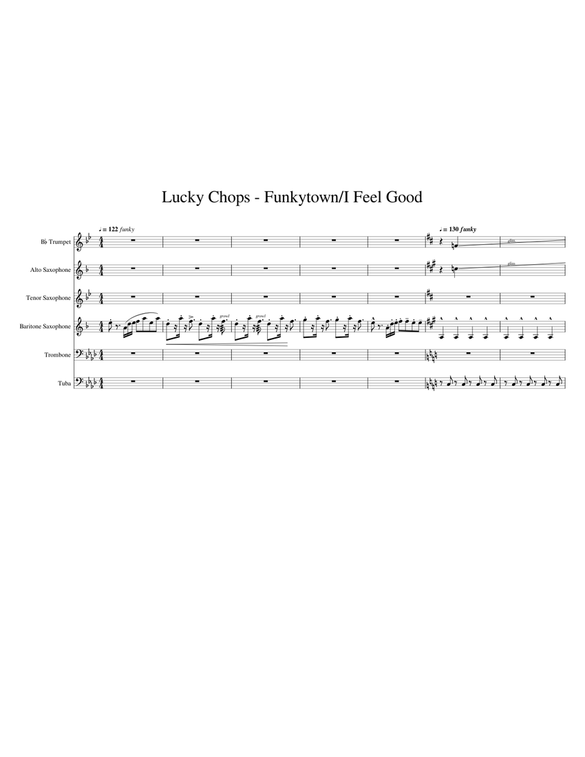 Funky town tempo mix Sheet music for Trombone, Tuba, Saxophone alto ...