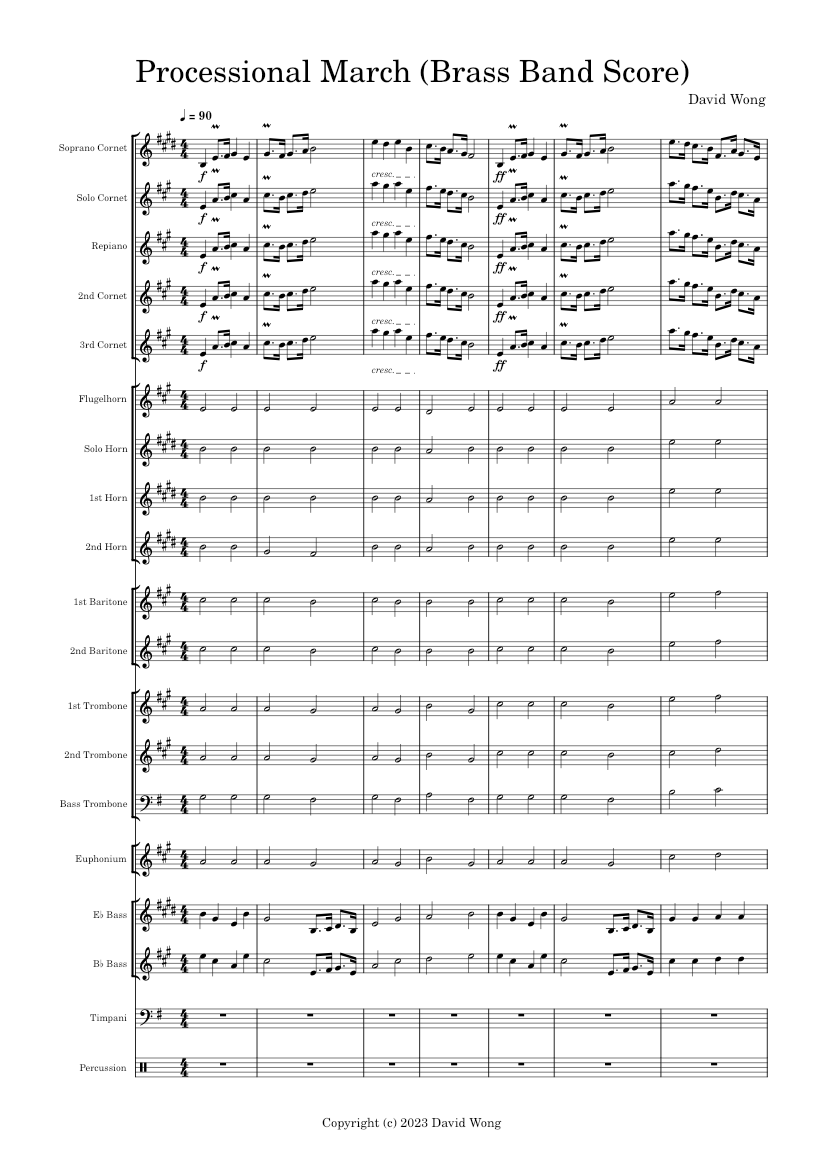 Processional March (Brass Band Score) Sheet music for Trombone, Cornet ...