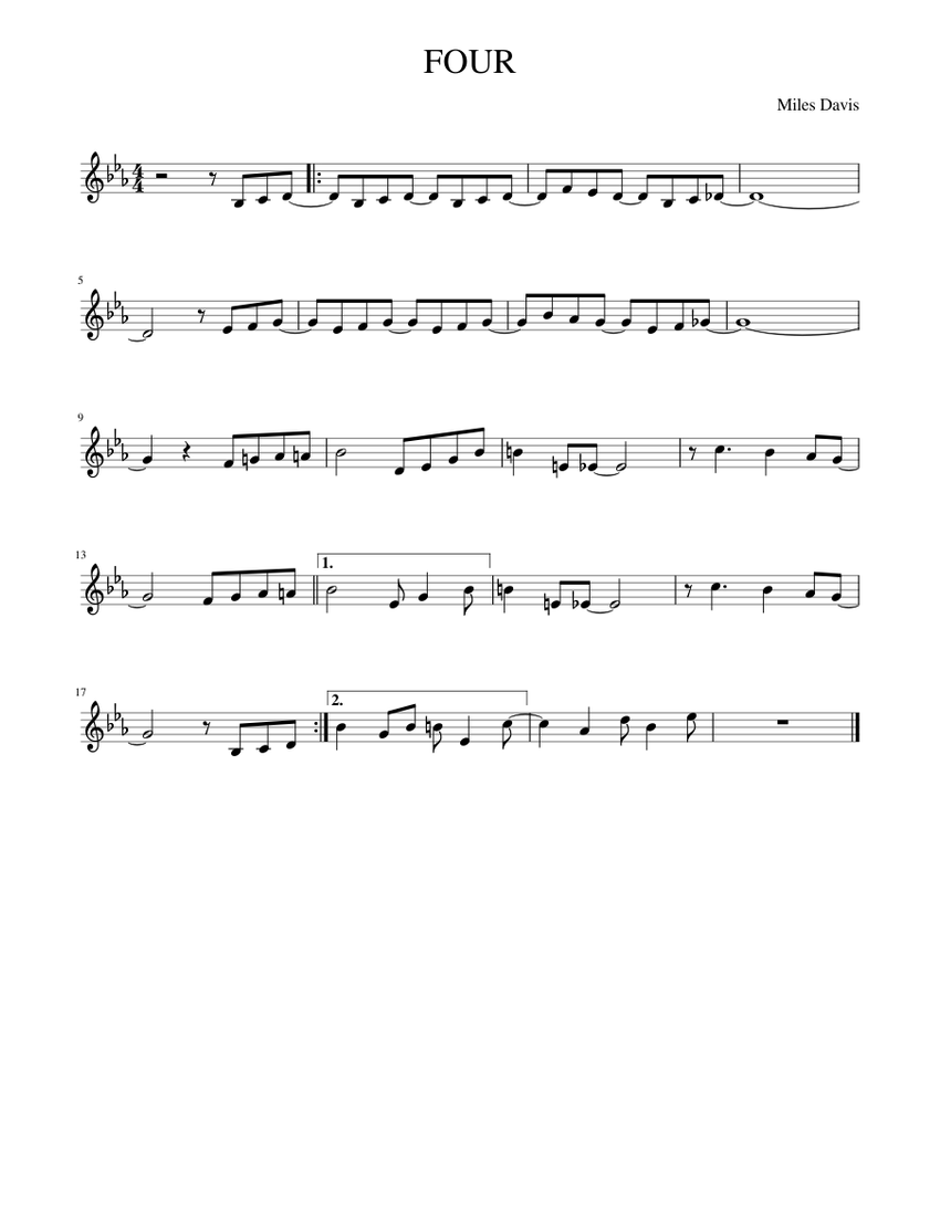 FOUR. Miles Davis Sheet music for Piano (Solo) Easy | Musescore.com
