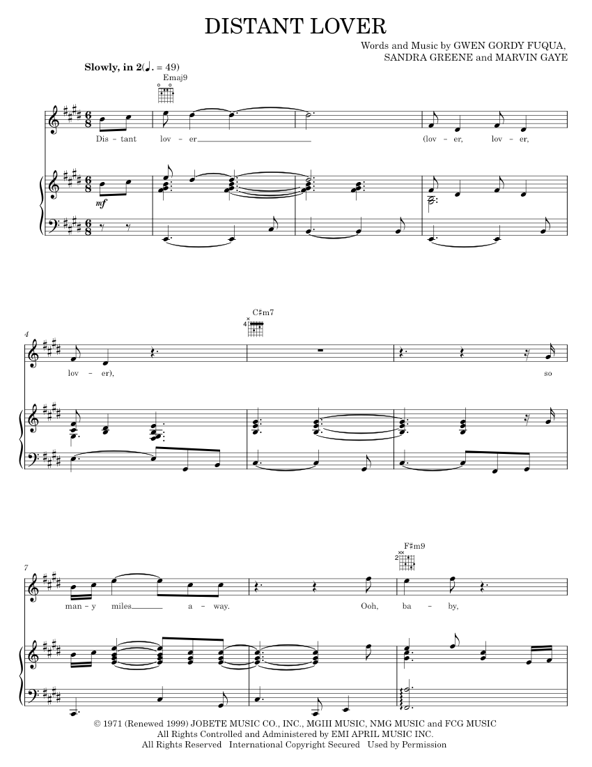 Play Official version of Distant Lover sheet music by Michael McDonald ...