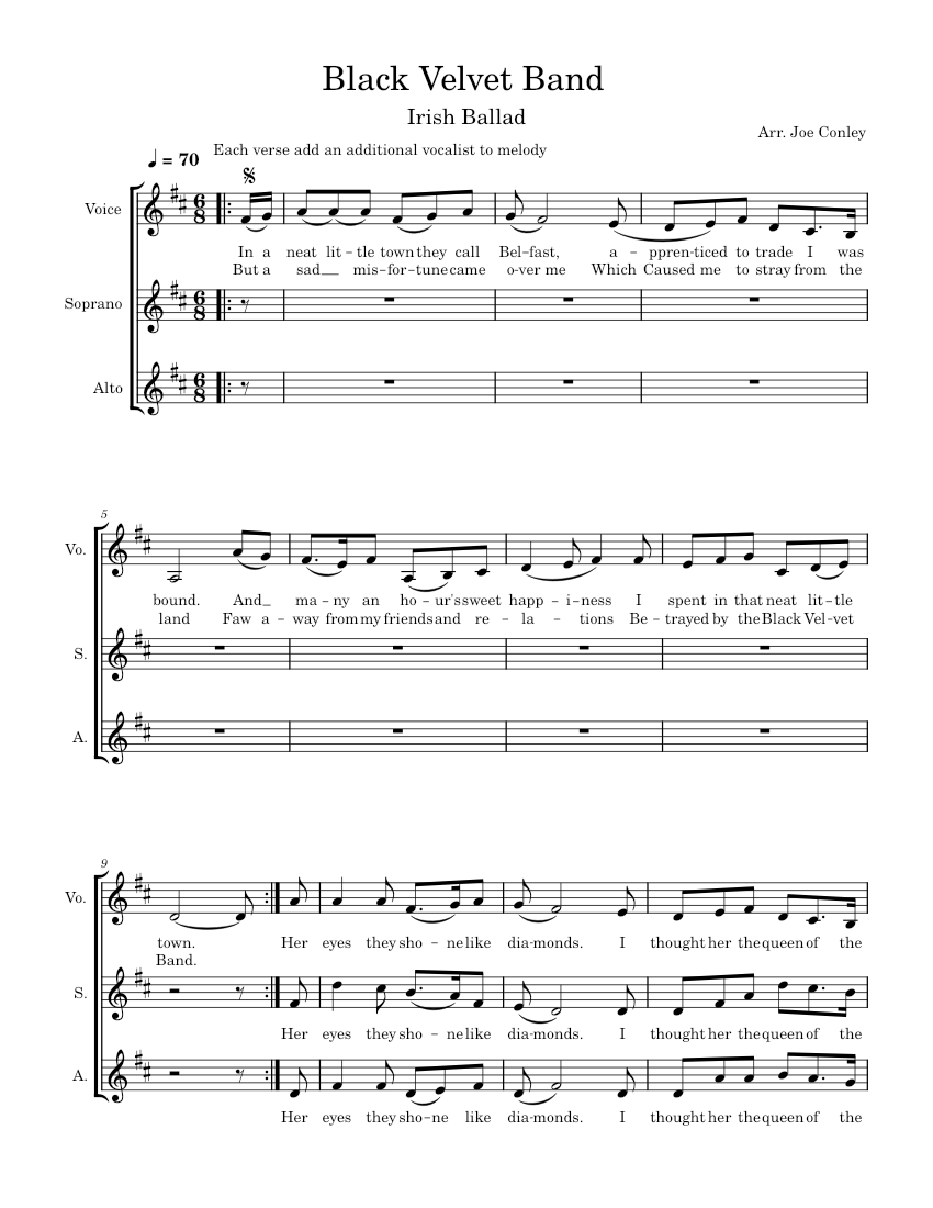 The Black Velvet Band – Misc Traditional Black velvet band Sheet music ...