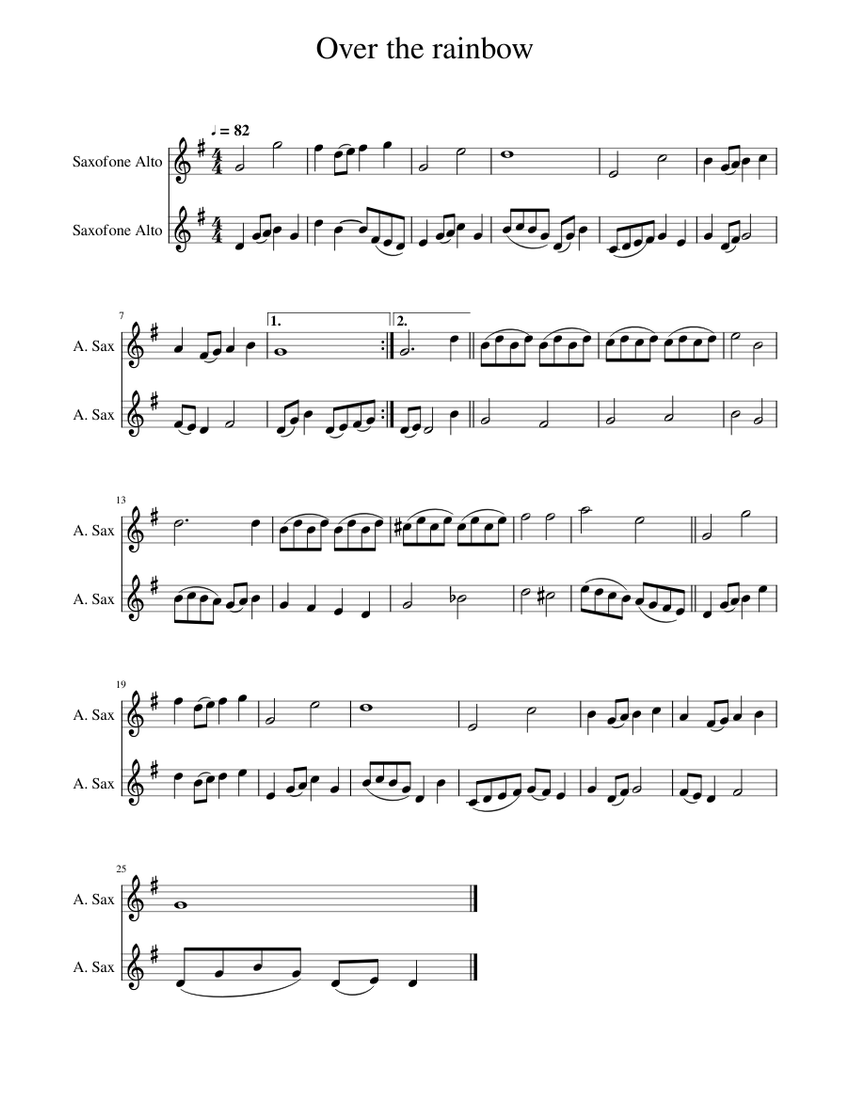 Over the rainbow G (Duo de Saxofones) Sheet music for Saxophone alto ...