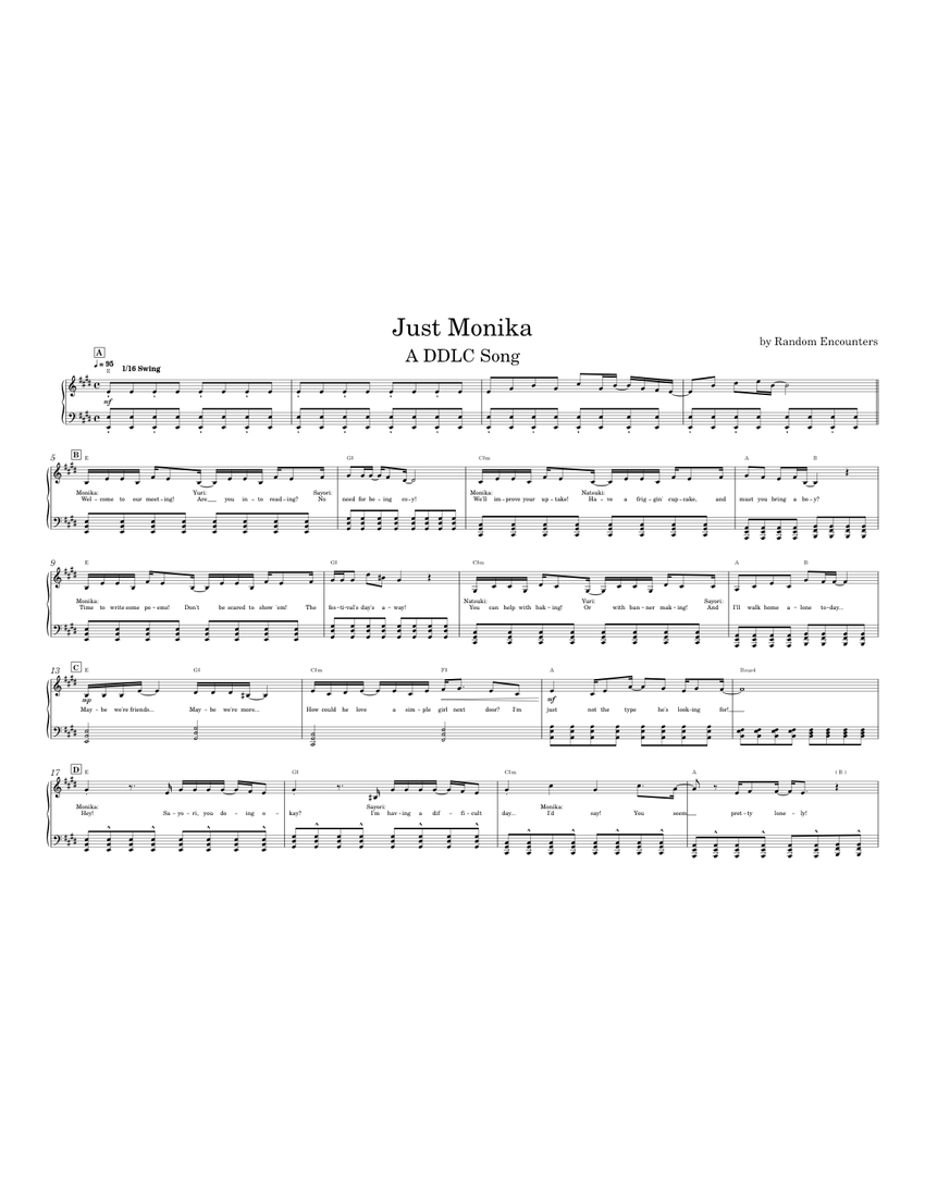 Just Monika – Random Encounters Sheet music for Piano (Solo ...