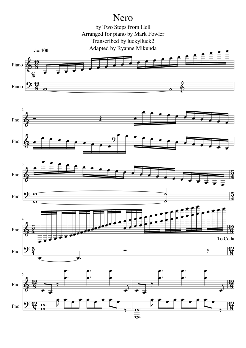 Nero Sheet music for Piano (Piano Duo) | Musescore.com