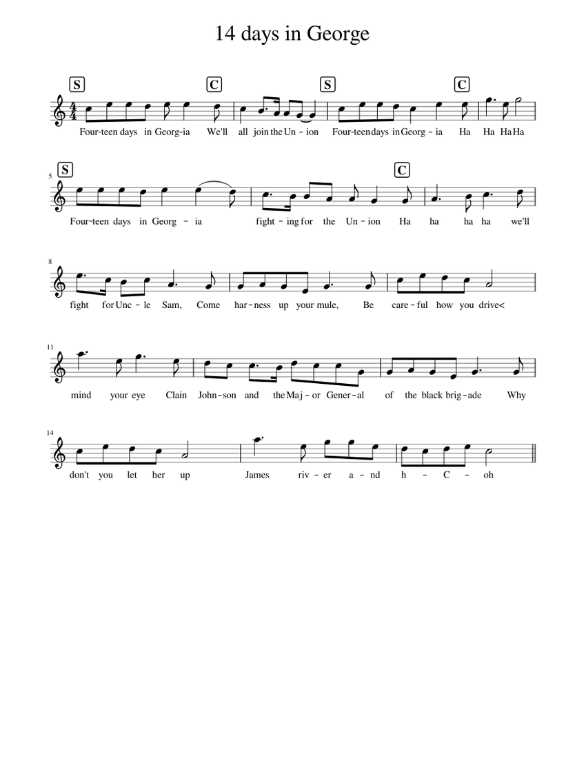 14 days in George Sheet music for Piano (Solo) | Musescore.com