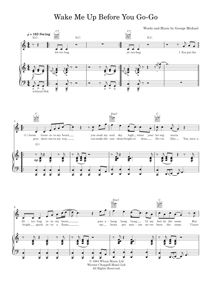 Play Official version of Wake me up before you go-go Sheet Music by ...