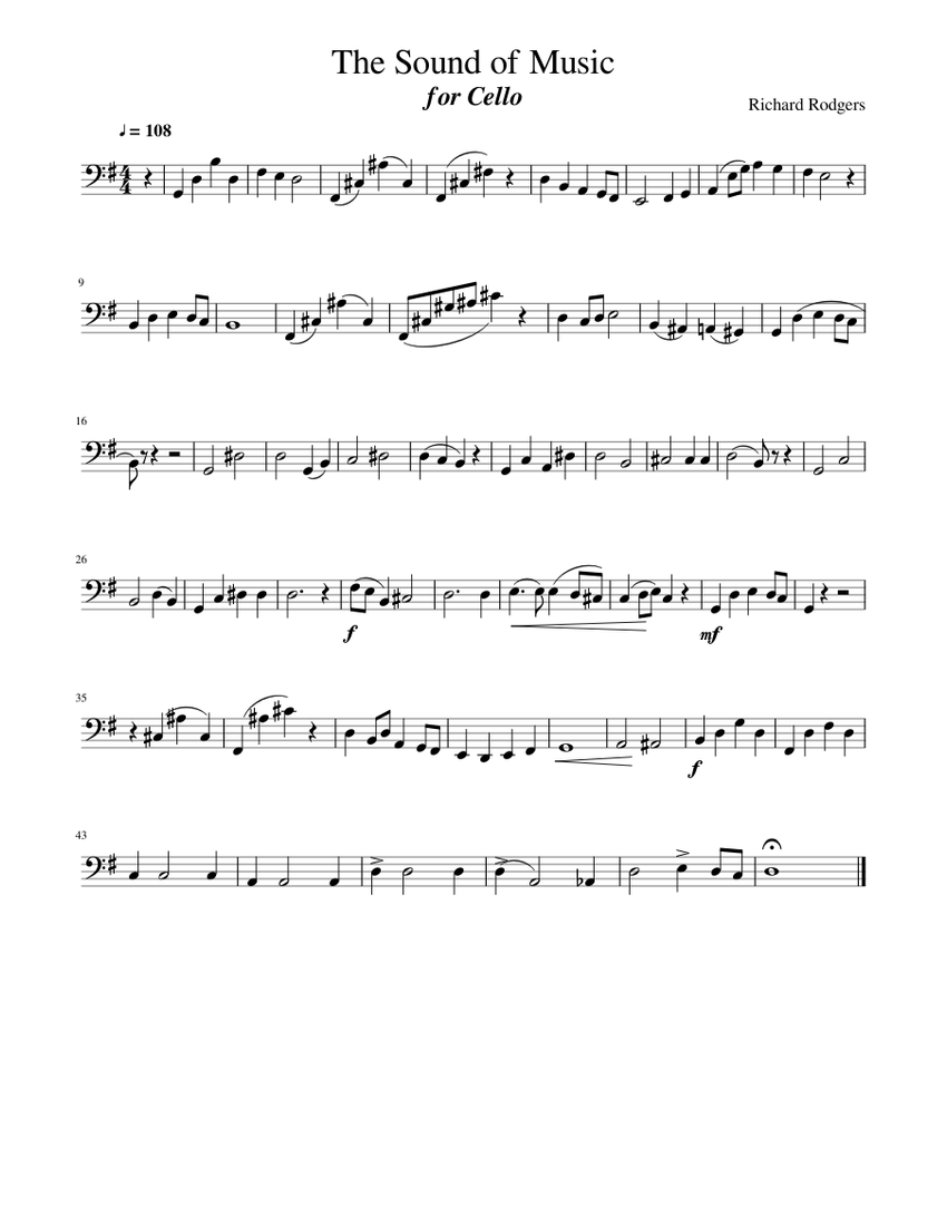 Sound of Music - cello Sheet music for Cello (Solo) | Download and ...