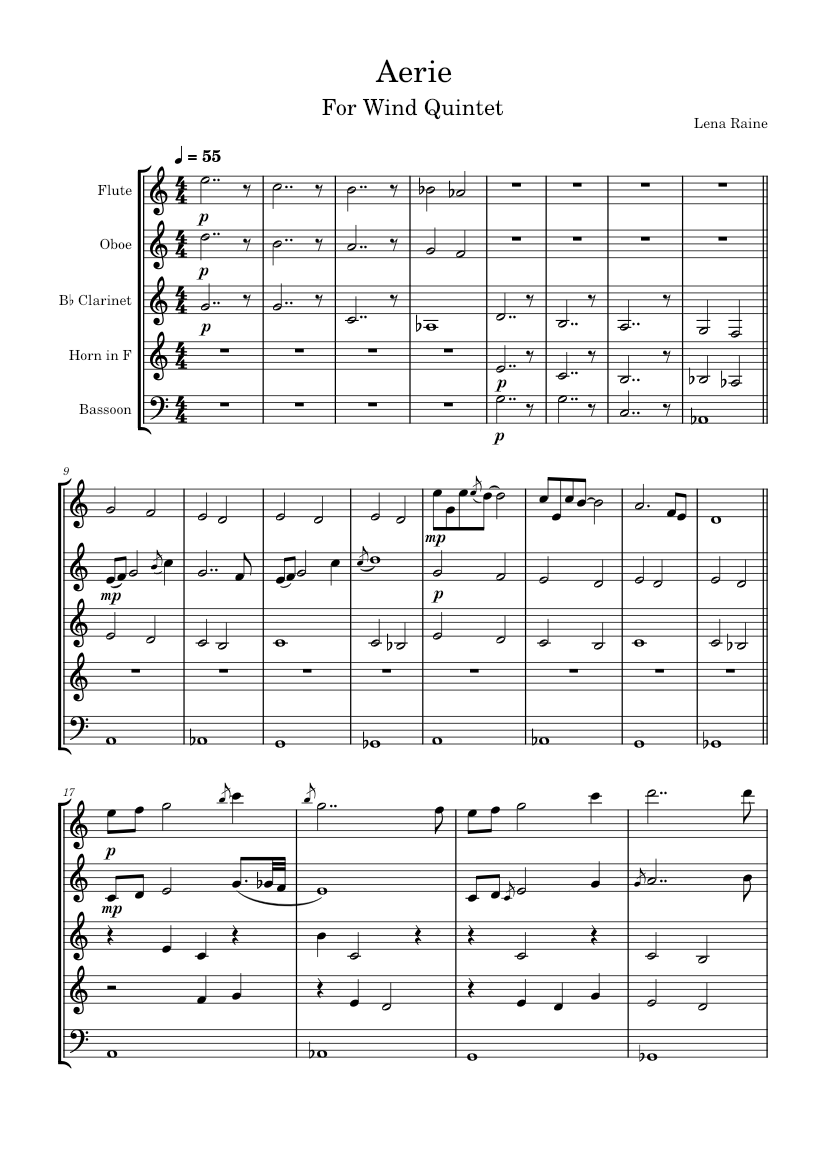 Minecraft - Aerie (for Wind Quintet) – Lena Raine Sheet music for Flute ...