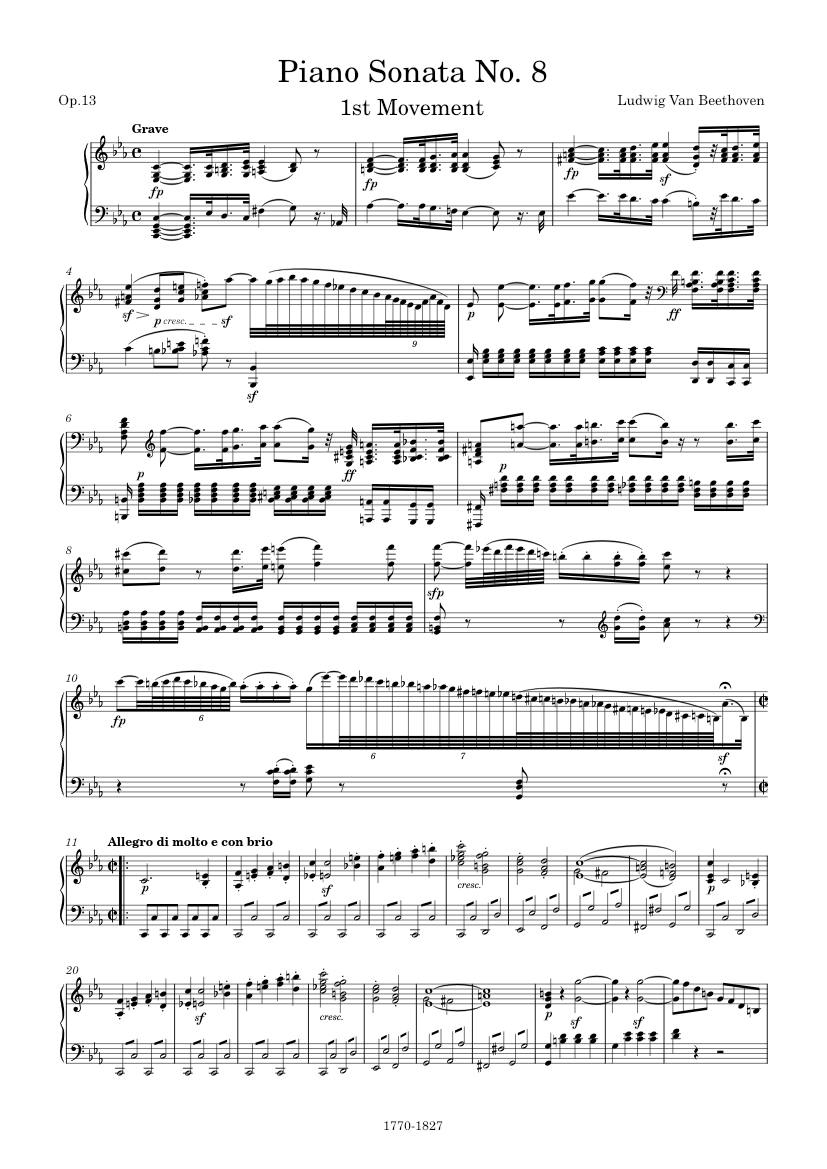 Piano Sonata No. 8 in C Minor, Op.13 "Pathétique", 1st Movement ...