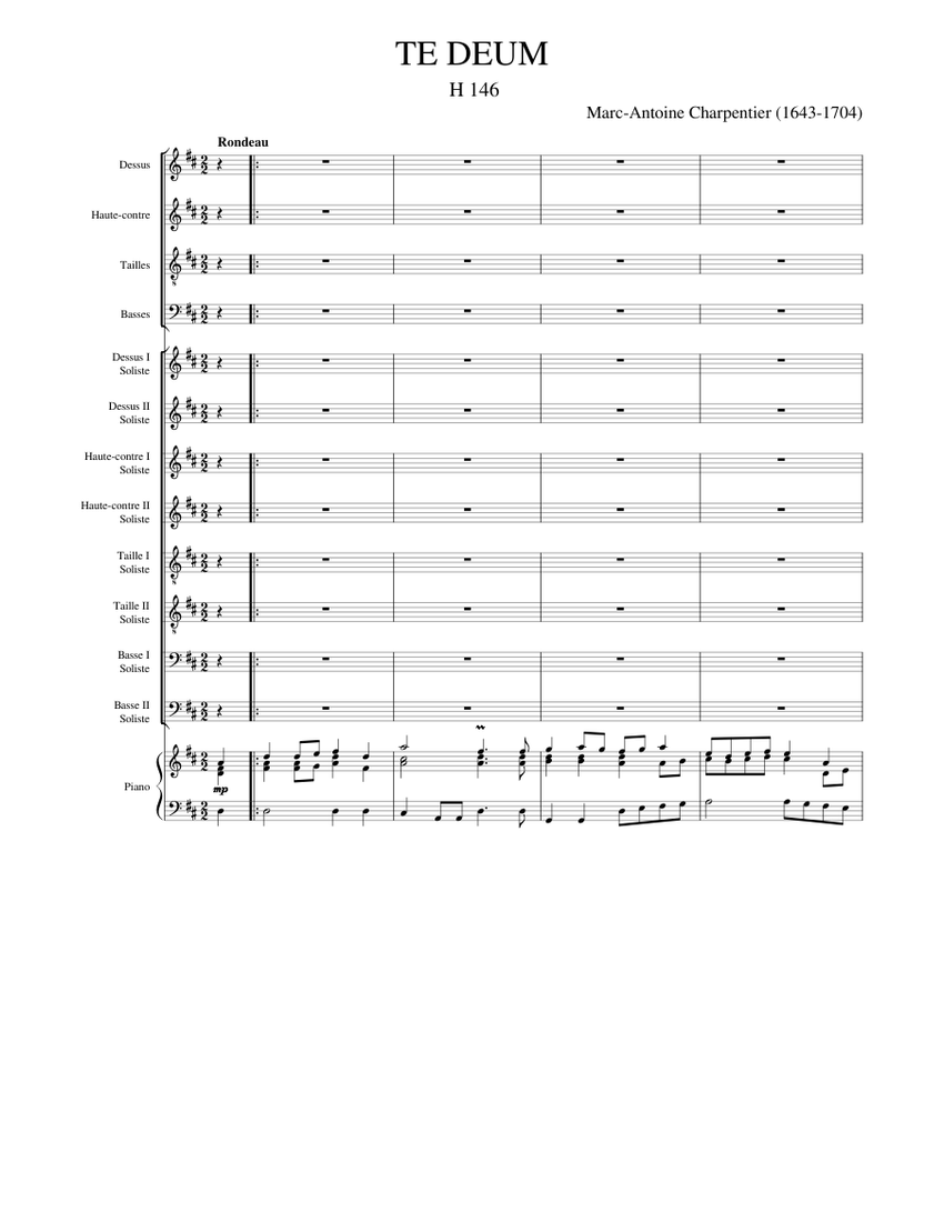Marc-Antoine Charpentier-TE DEUM - H 146 Sheet music for Piano (Solo) | Musescore.com
