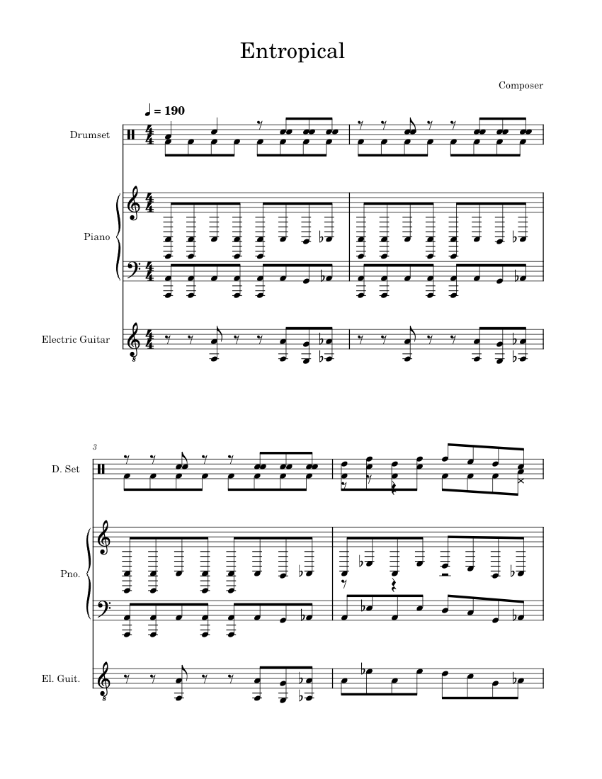 Splatoon 2 Entropical Sheet music for Piano, Guitar, Drum group (Mixed ...