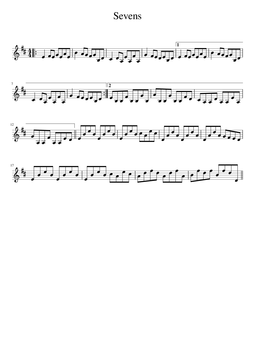 Sevens Sheet music for Piano (Solo) Easy | Musescore.com