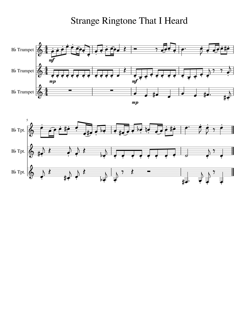 Strange Ringtone That I Heard Sheet music for Trumpet in b-flat (Mixed ...