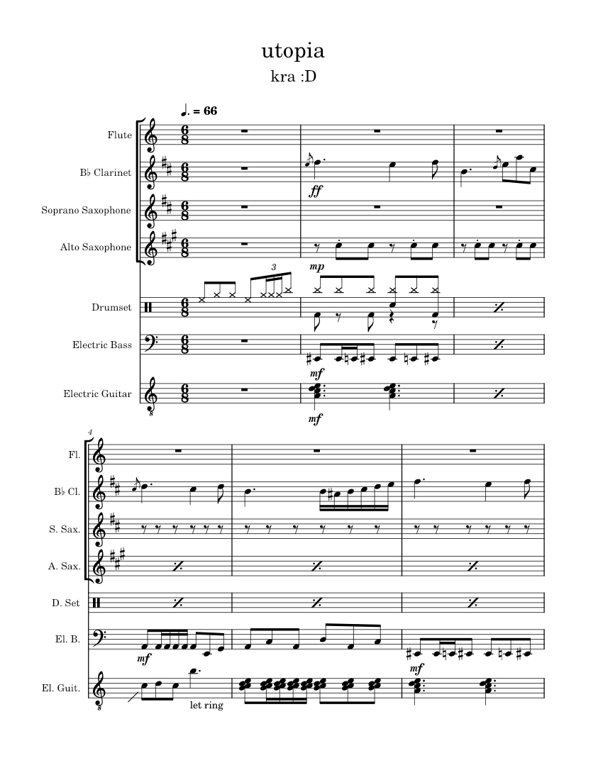 utopia Sheet music for Flute, Clarinet in b-flat, Saxophone alto ...