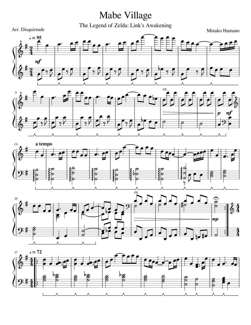 Mabe Village - The Legend of Zelda: Link's Awakening Sheet music for ...